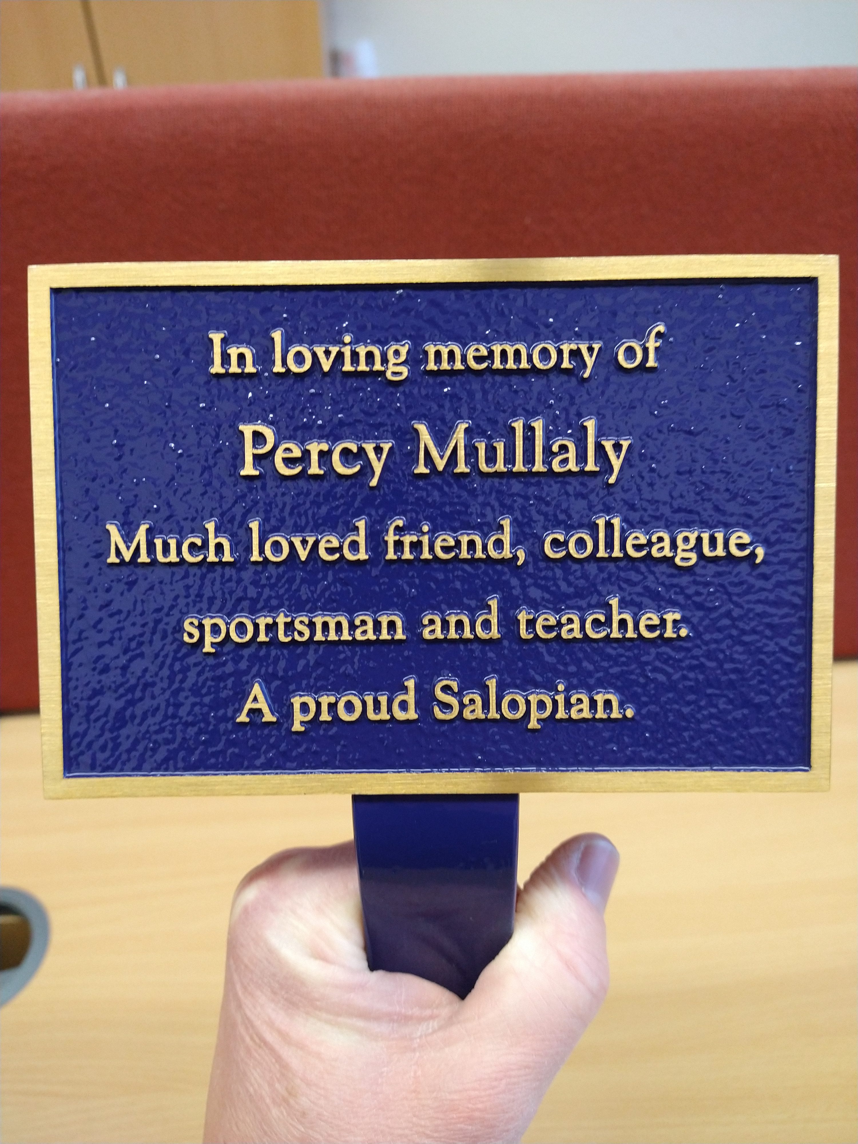 Percy Mullaly - Memorial Plaque - Shropshire Council Newsroom