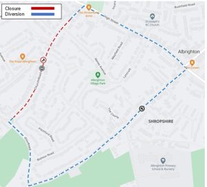 church road albrighton resurfacing map - Shropshire Council Newsroom